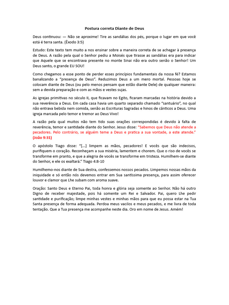 Postura de Reverência Diante de Deus | PDF