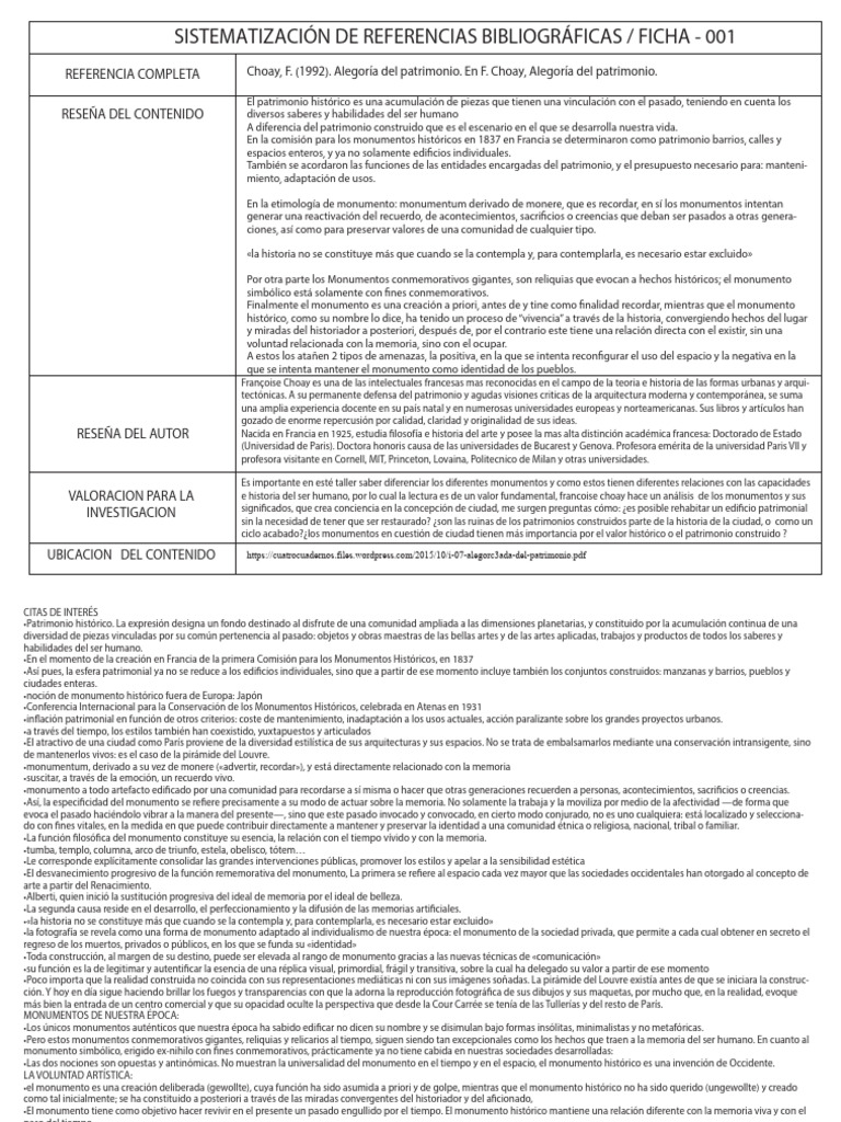 Ficha1 Alegoria Del Patrimonio | PDF | Monumento | Maestros