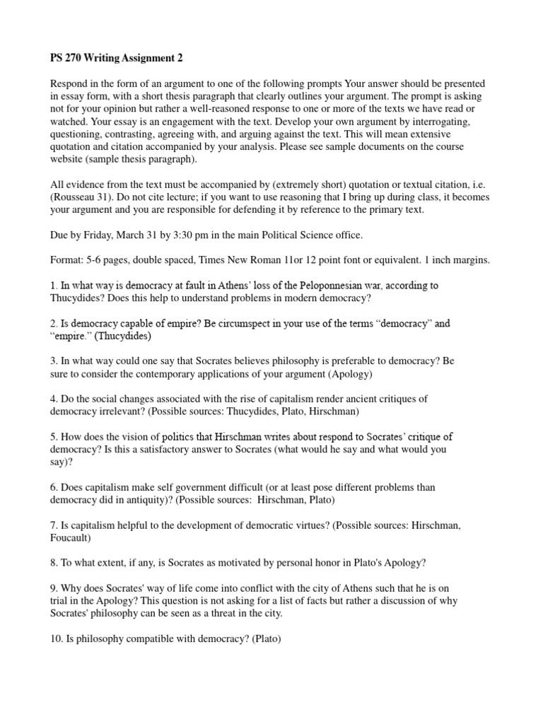 PS 270 Writing Assignment 2 | PDF