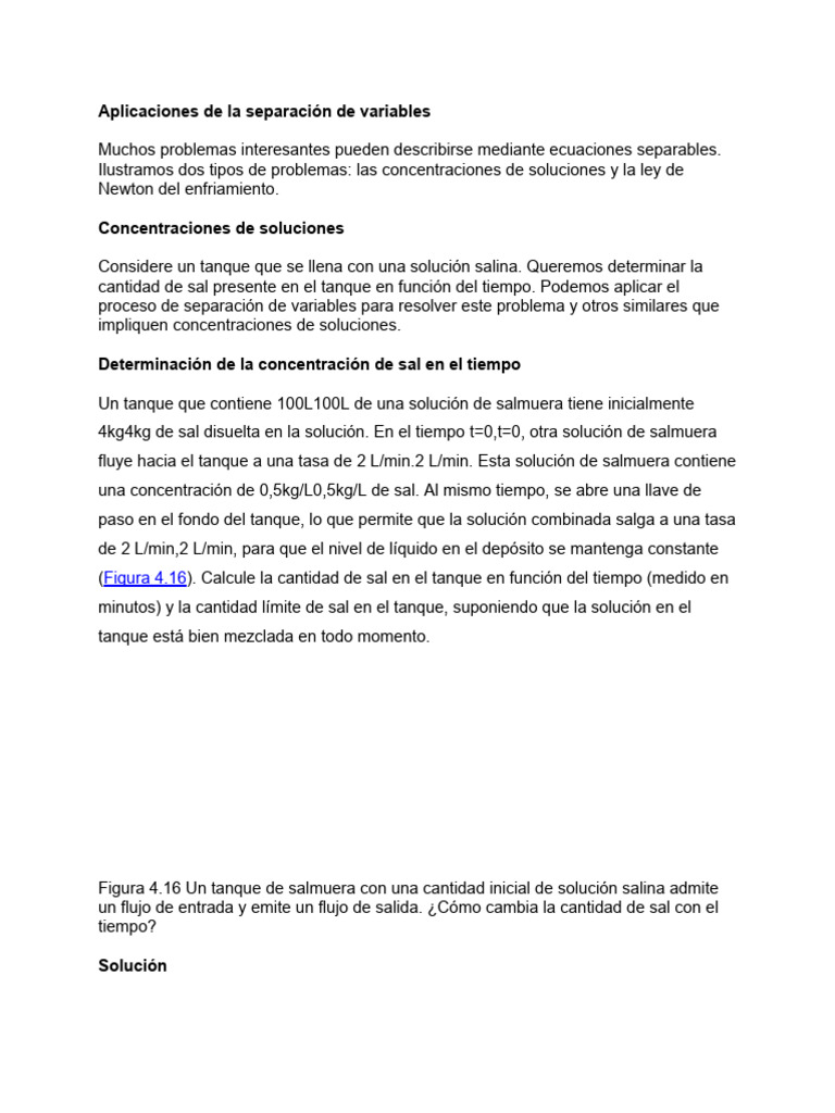 Aplicaciones de La Separación de Variables | PDF | sal | Ecuaciones