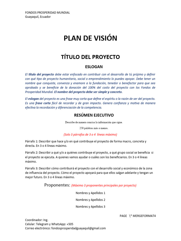 Formato Oficial Plan de Visión (2942) | PDF | Economias