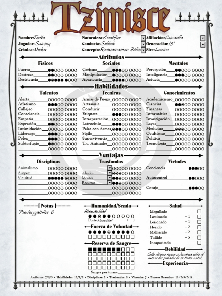 Tzimisce Editable 3.0 Definitiva | PDF