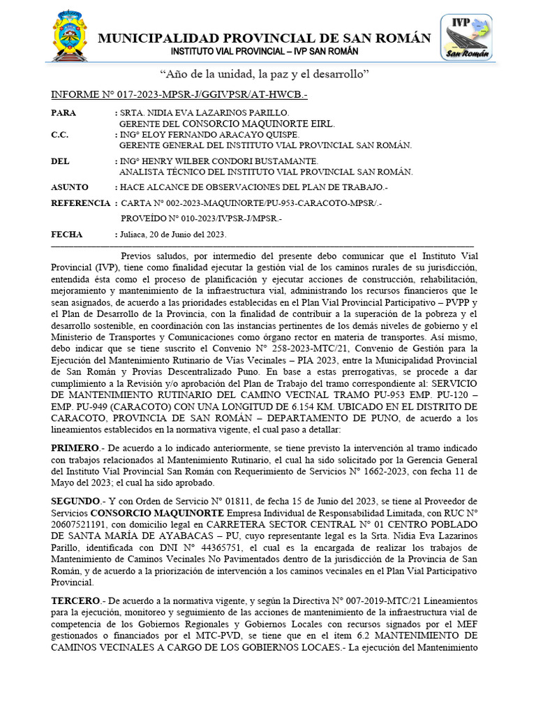 Informe #017-2023-MPSR-J Ggivpsrat-Hwcb | PDF