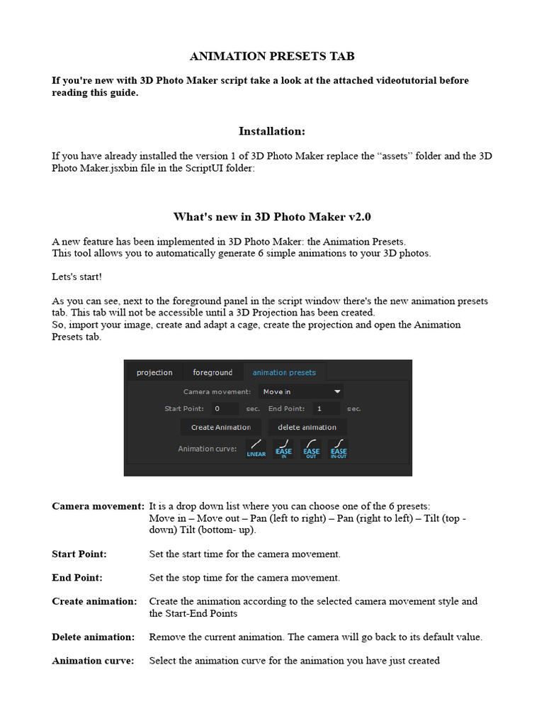 Animation Presets Guide | PDF | Camera | Computer Architecture