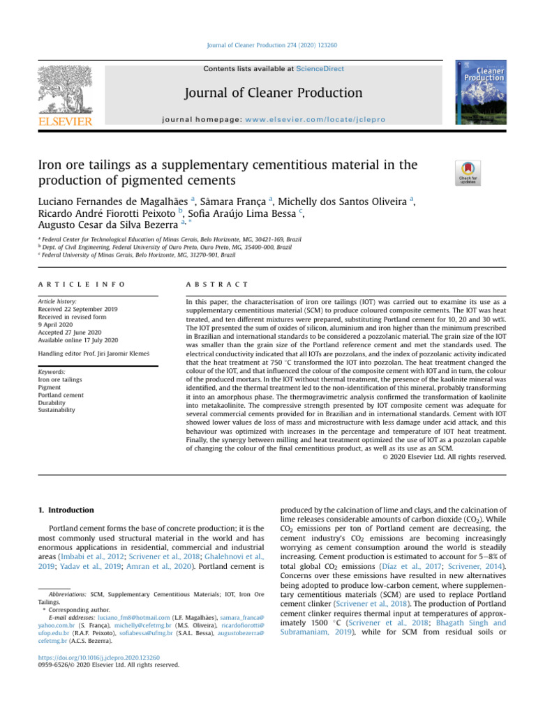Iron Ore Tailings As A Supplementary Cementitious Materials in The ...