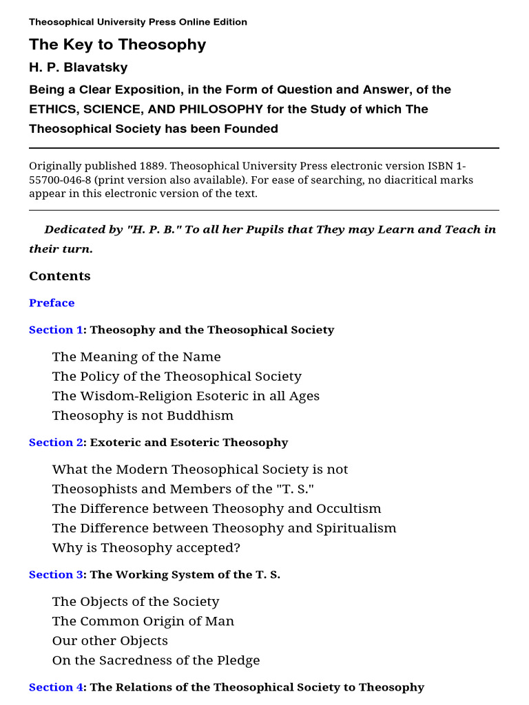 Key To Theosophy | PDF | Theosophy | Occult