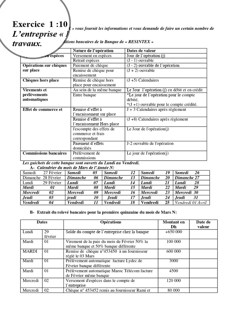 Examen Gestion de Trésorerie 2018 4 | PDF | Banques | Trésor