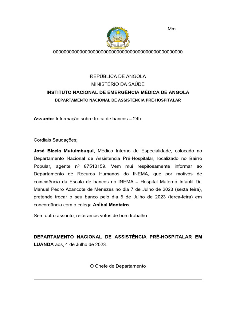 República de Angola RH Inema | PDF