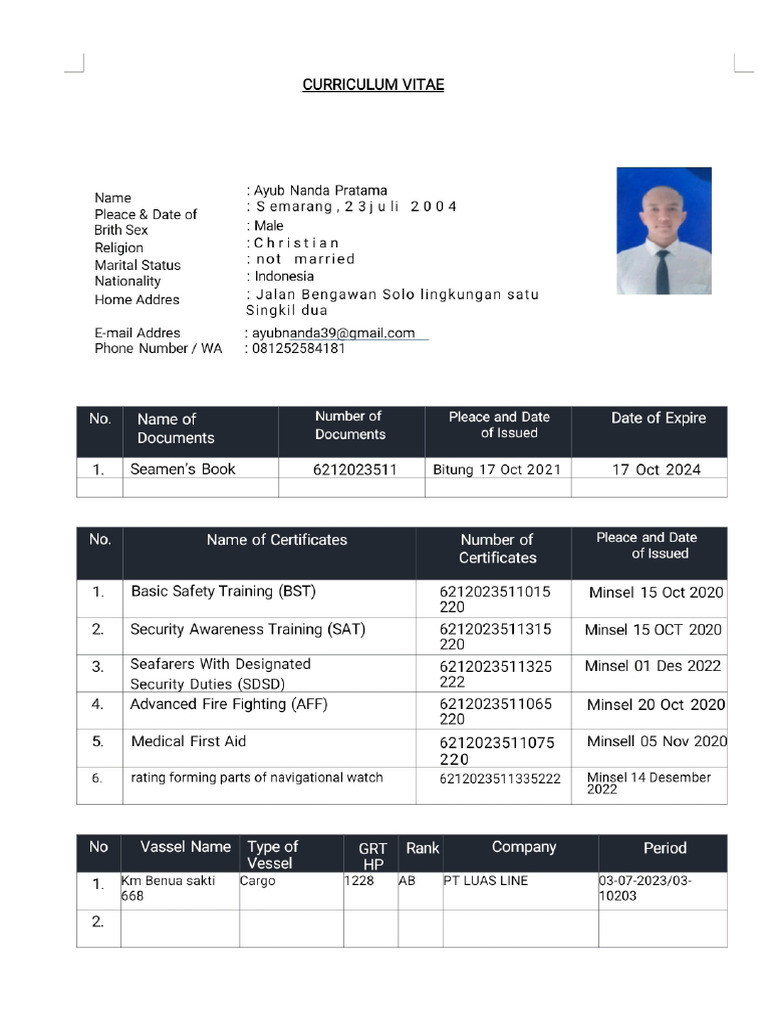 Dokumen Pelaut Ayub Pratama-WPS Office | PDF