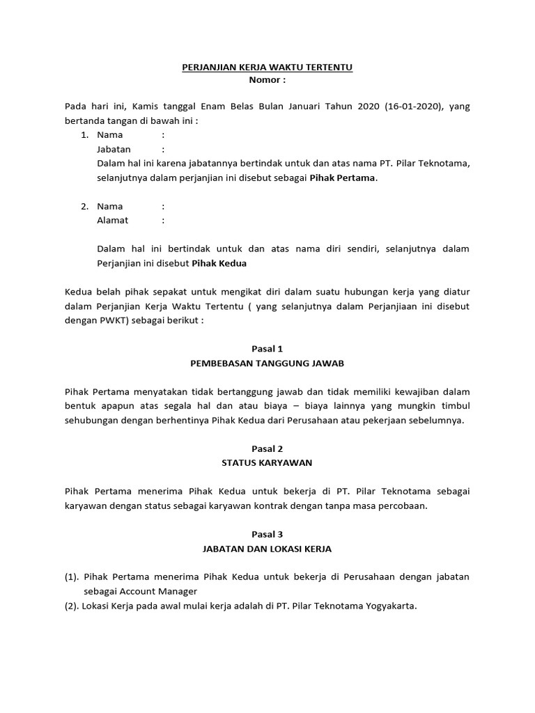 Contoh PKWT | PDF