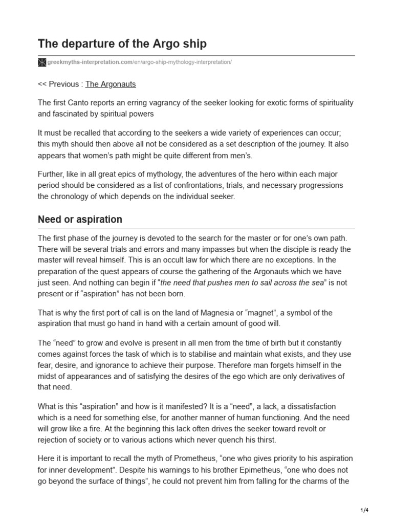 The Departure of The Argo Ship | PDF