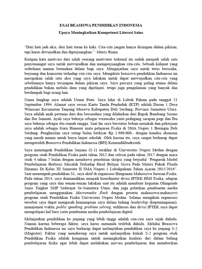 Esai BPI Utami | PDF | Karier & Perkembangan | Pengembangan Diri