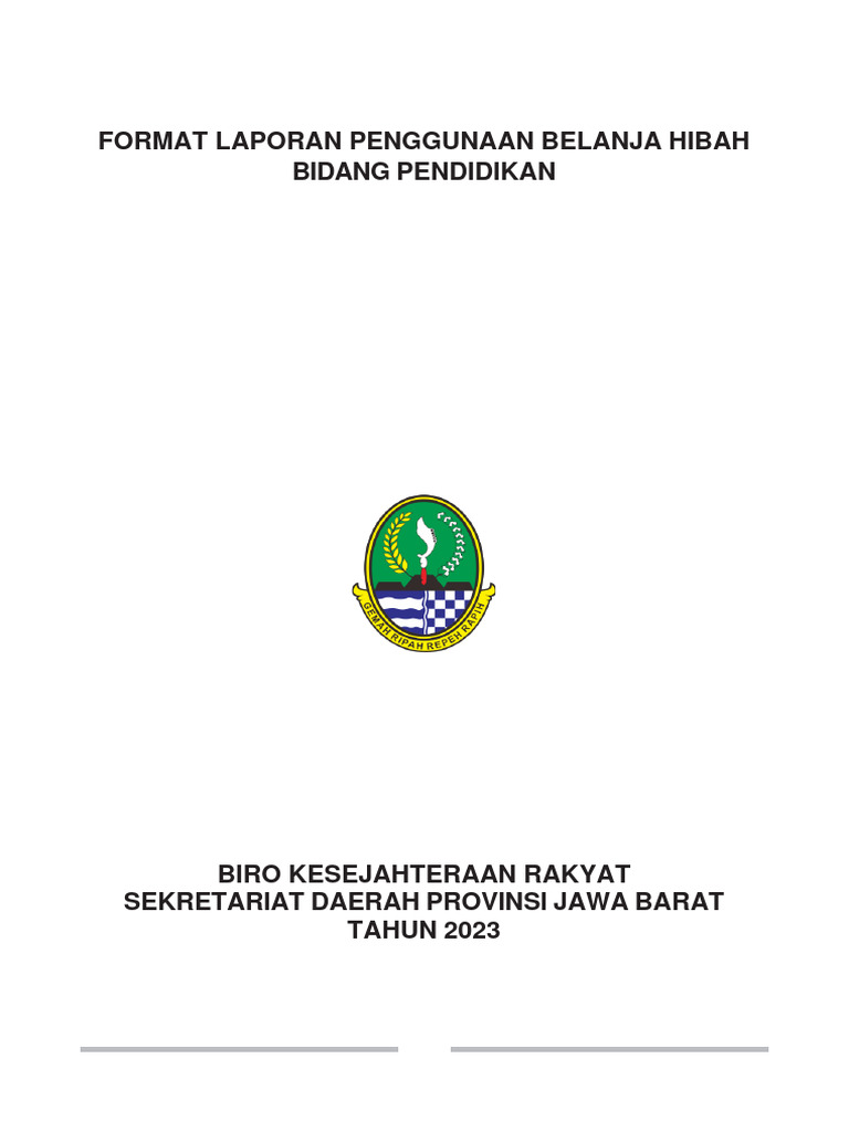 Format Laporan Hibah Pendidikan Biro Kesra Jabar 2023 | PDF