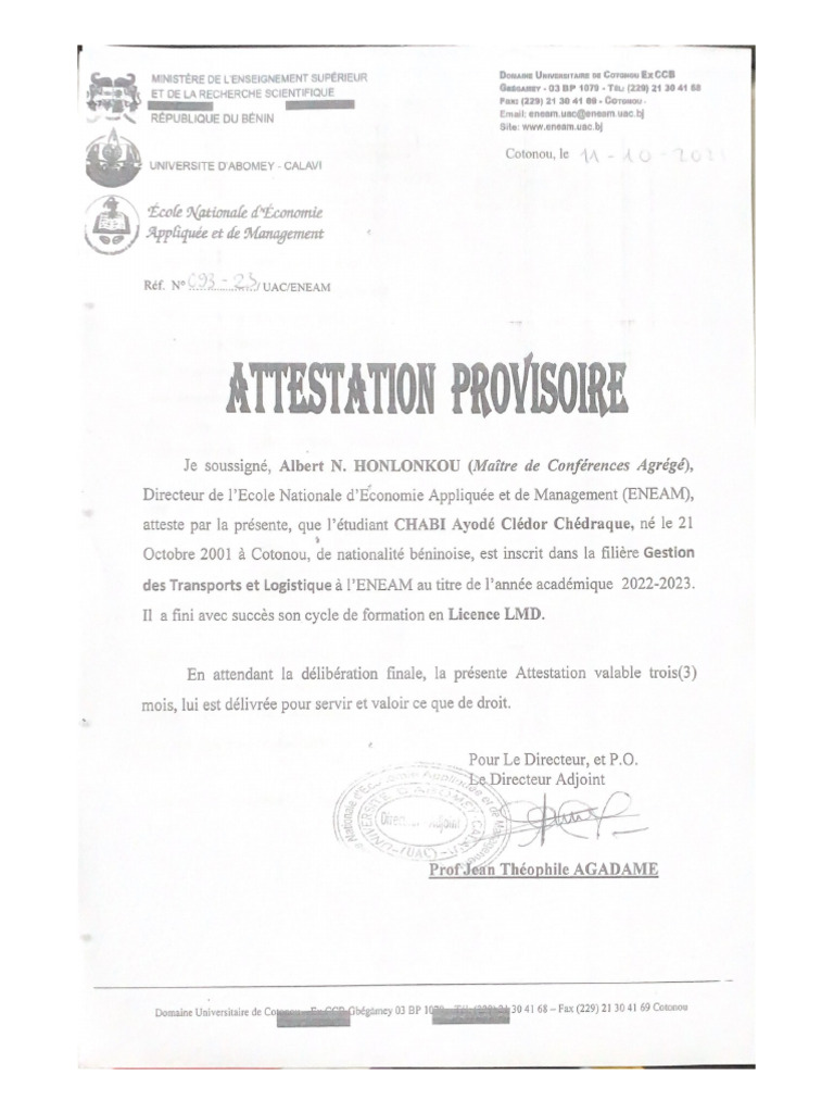 Attestation Provisoire | PDF