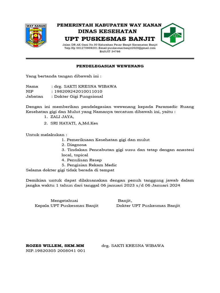 SK Nama Delegasi Wewenang | PDF