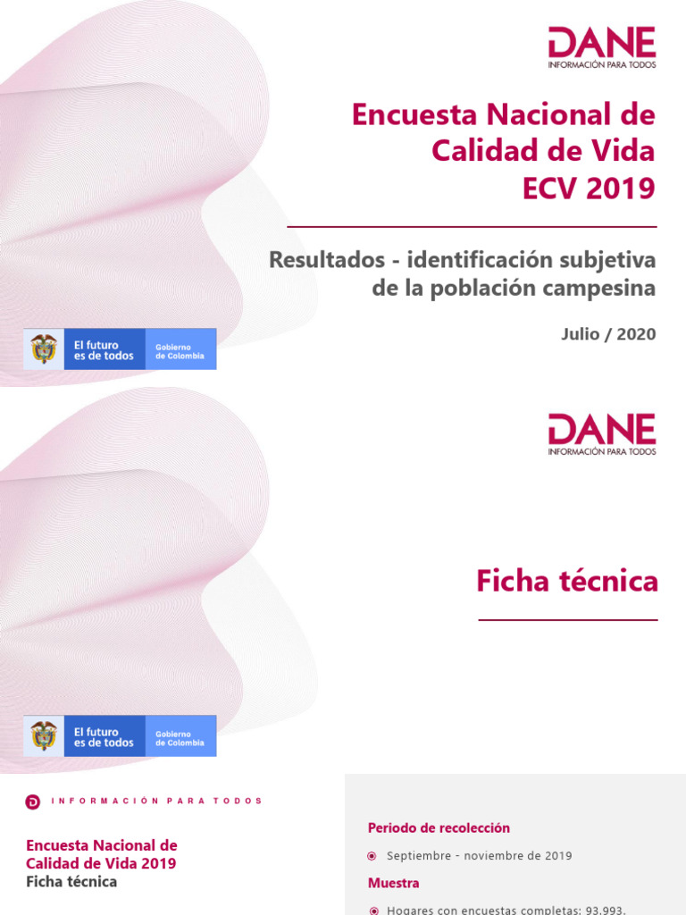 Presentacion ECV 2019 Poblacion Campesina | PDF | Metodología de ...