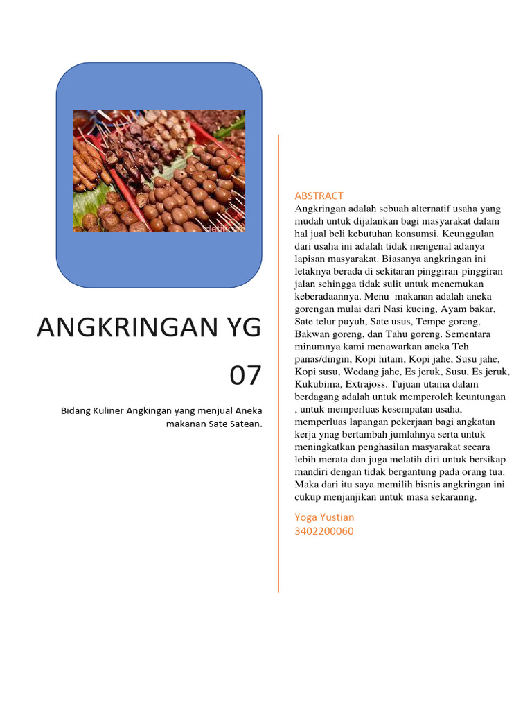 Layout Laporan Perencanaan Bisnis Baru Yoga Yustian - 3402200060. | PDF