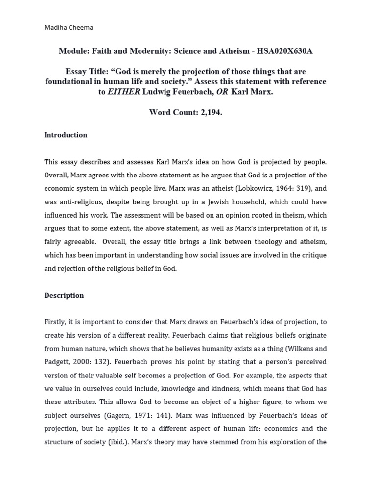 Marx's Projection of God in Society | PDF