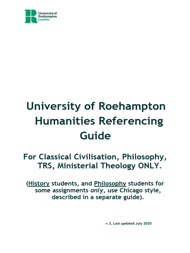 Humanities Full Referencing Guide 2020 FINAL | PDF | Plagiarism | Bibliography