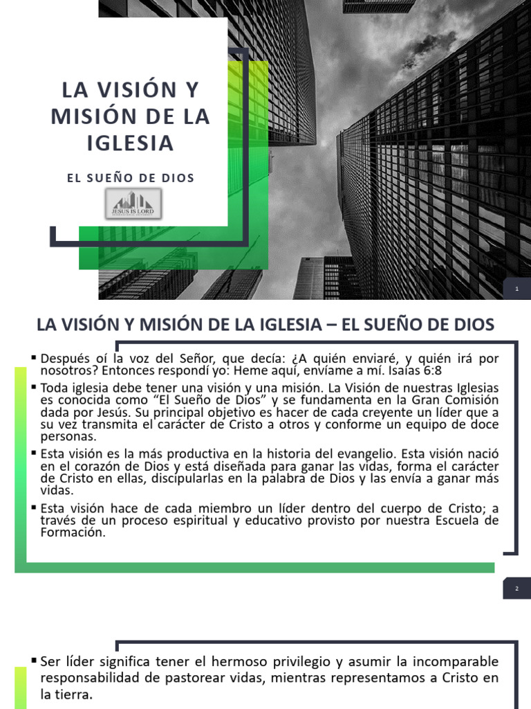 La Visión y Misión de La Iglesia - El Sueño de Dios | Descargar gratis PDF | Jesús | Iglesia ...