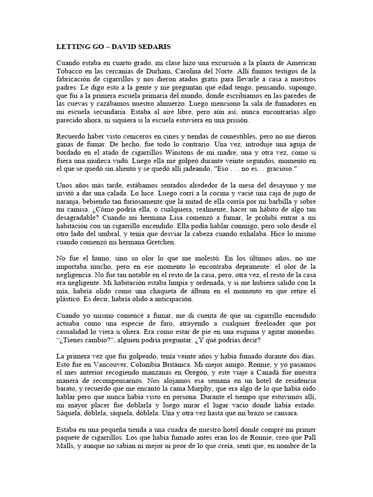 Letting go- David Sedaris | PDF | De fumar | Cigarrillo