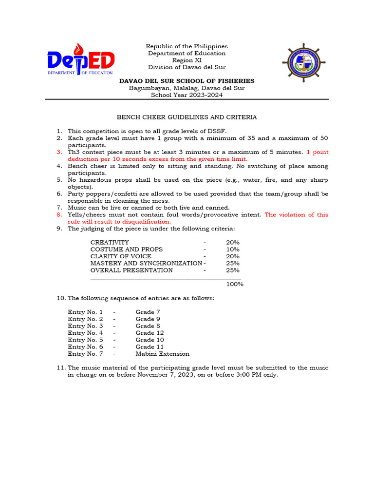 Criteria Bench Cheer | PDF