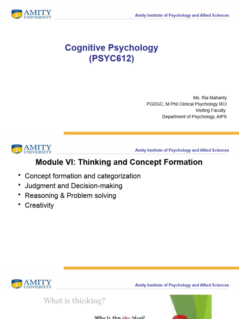 Module - 6 Thinking and Concept Formation | PDF | Thought | Critical ...