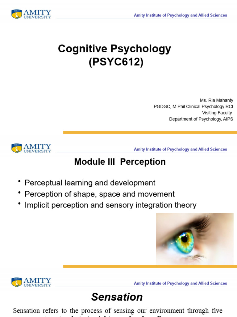 Module - 3 Perception | PDF | Perception | Senses