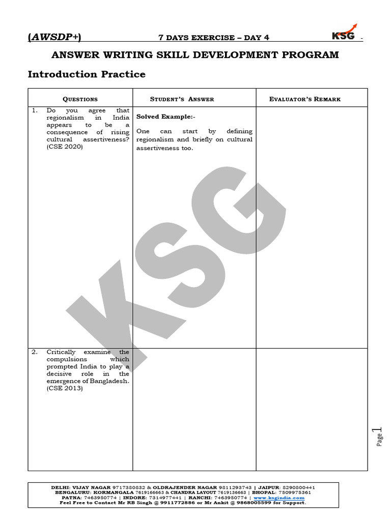 AWSDP 7 Days Exercise Day 4 Introduction Practice DR Khan KSG India | PDF | Economies