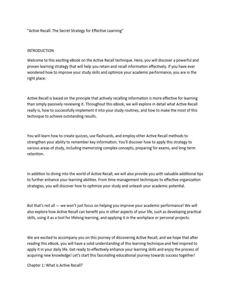 Active Recall - WPS Office | PDF | Flashcard | Recall (Memory)