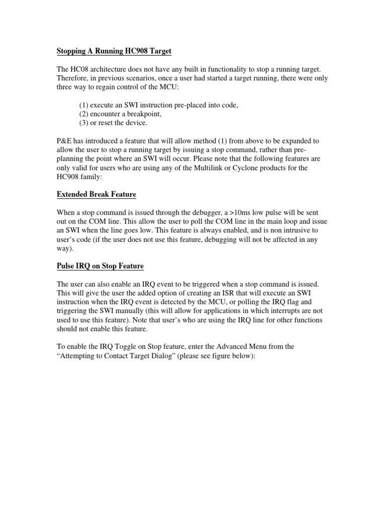 Stop Command for HC908 Debugging | PDF | Operating System Technology ...