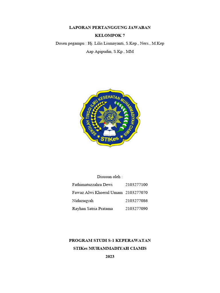Laporan Pertanggung Jawaban Kwu Kelompok 7 Kelas B | PDF | Bisnis
