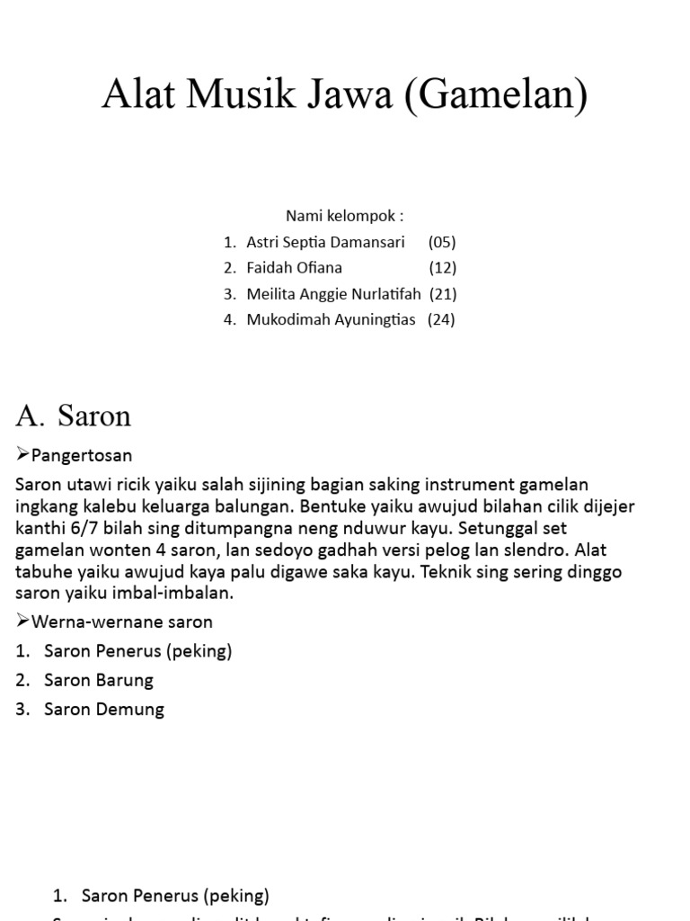 Alat Musik Jawa (Gamelan) | PDF
