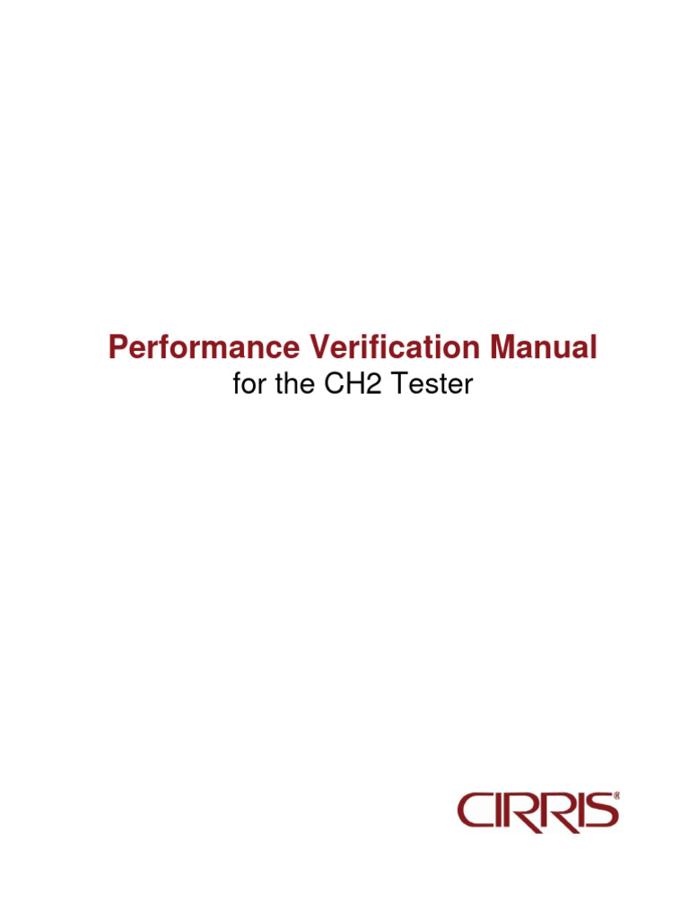 CH2 Performance Verification Manual 2021.2.0 | PDF | Calibration ...