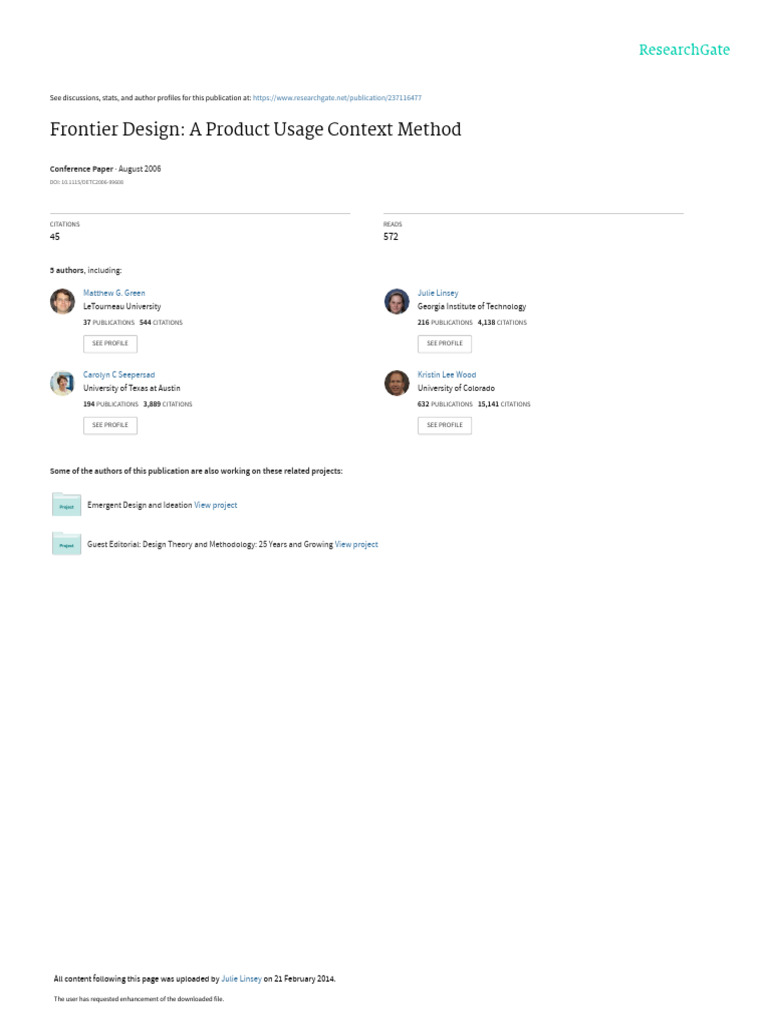 Frontier Design A Product Usage Context Method | PDF | Methodology | Needs Assessment