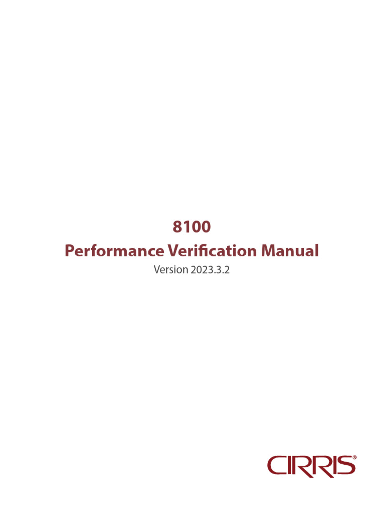 8100 Performance Verification Manual 2023.3.2 | PDF | Calibration ...