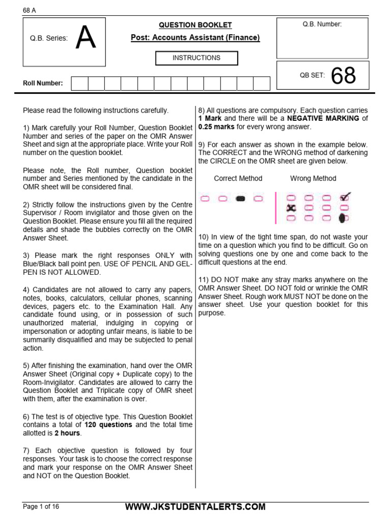 JKSSB FAA Paper & Answer Key - Watermark | PDF | Debits And Credits ...