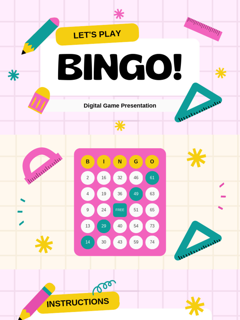 Beige Pink Playful Illustration Bingo Game Presentation - 20231203 ...