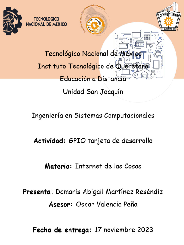 U3 E2 Damr Esquematicogpio | PDF | Arduino | Hardware de la computadora