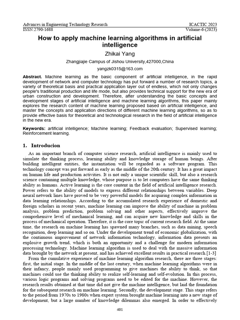 ICACTIC2023-aetr 6 1 401-407 | PDF | Machine Learning | Regression Analysis