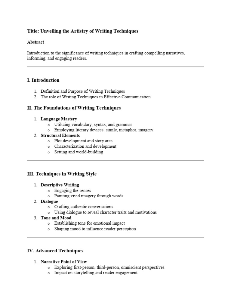Unveiling The Artistry of Writing Techniques | PDF | Narration | Narrative