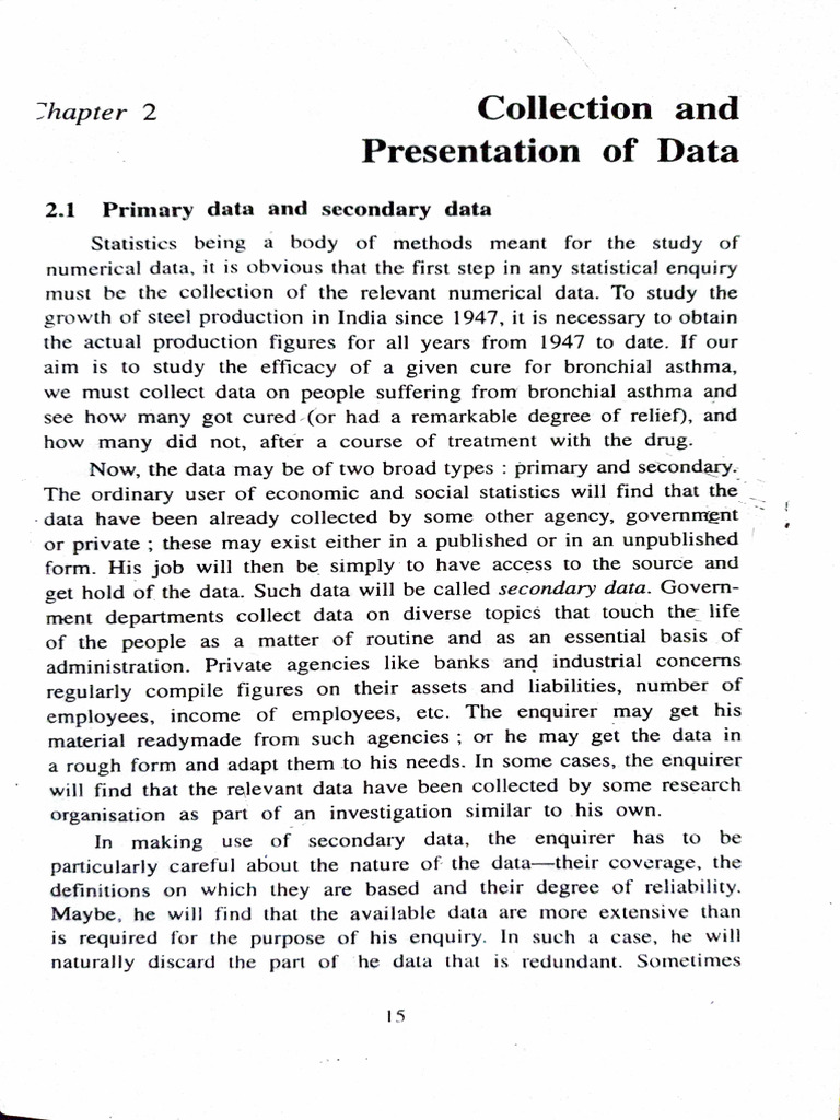 Collection and Presentation of Data | PDF