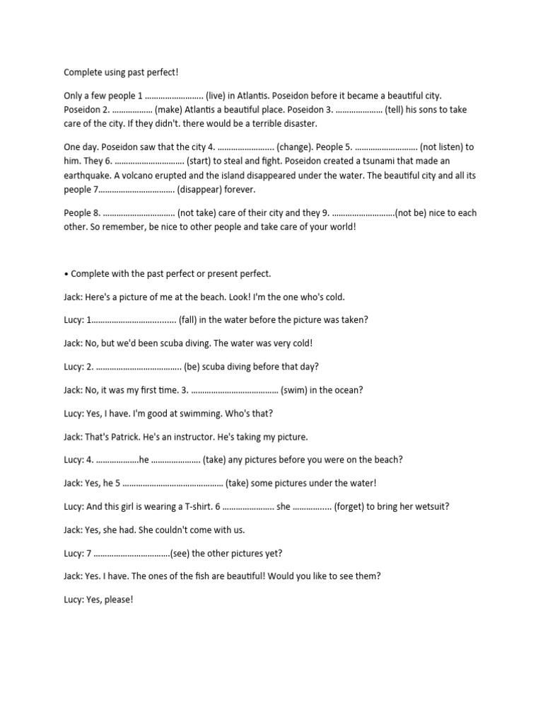 Present Perfect and Past Perfect Grade 6 | PDF