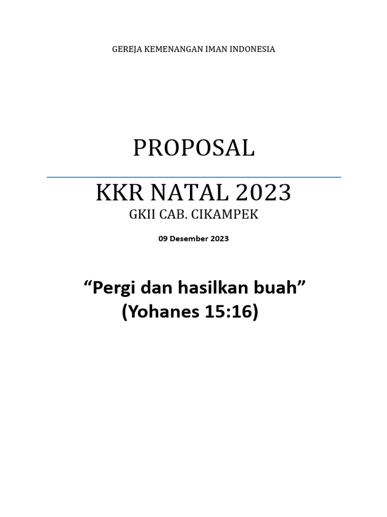 Proposal KKR Natal GKII Cab Cikampek 09 Dec 2023 - OK | PDF