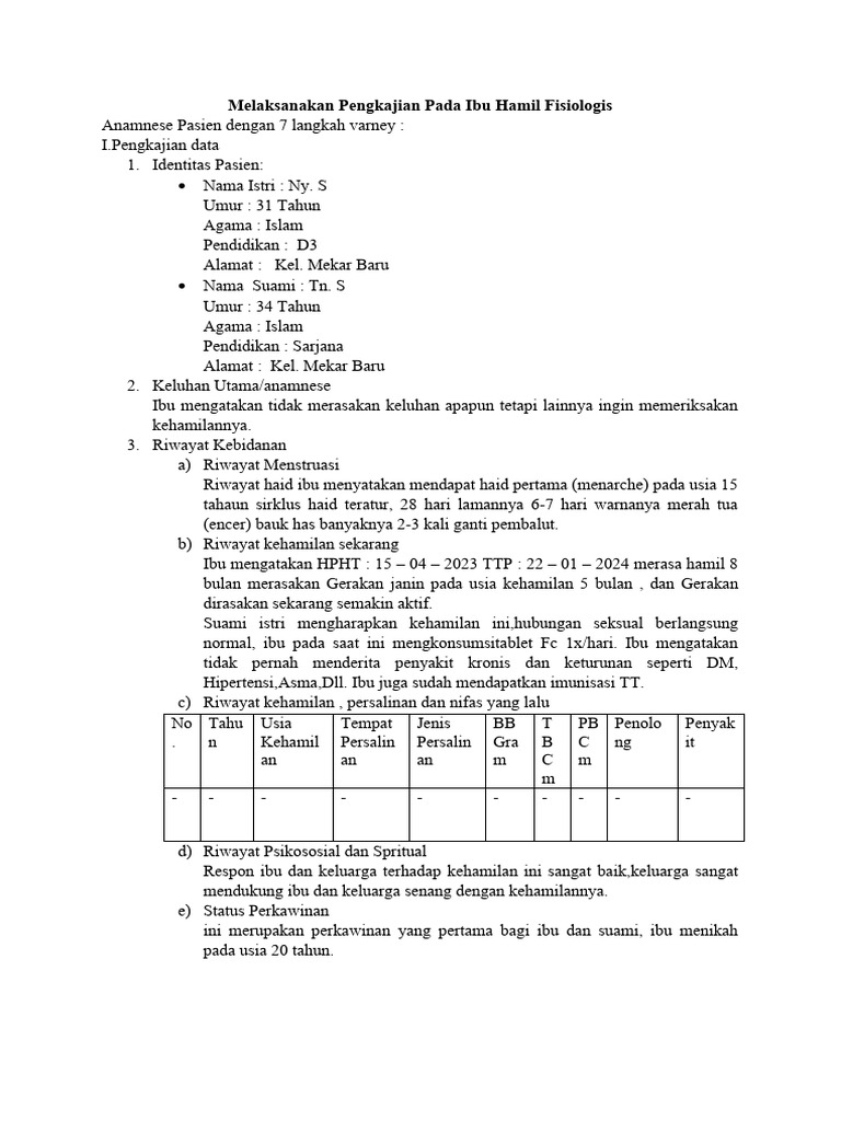 Melakukan Pengkajian Pada Ibu Hamil Fisiologis | PDF