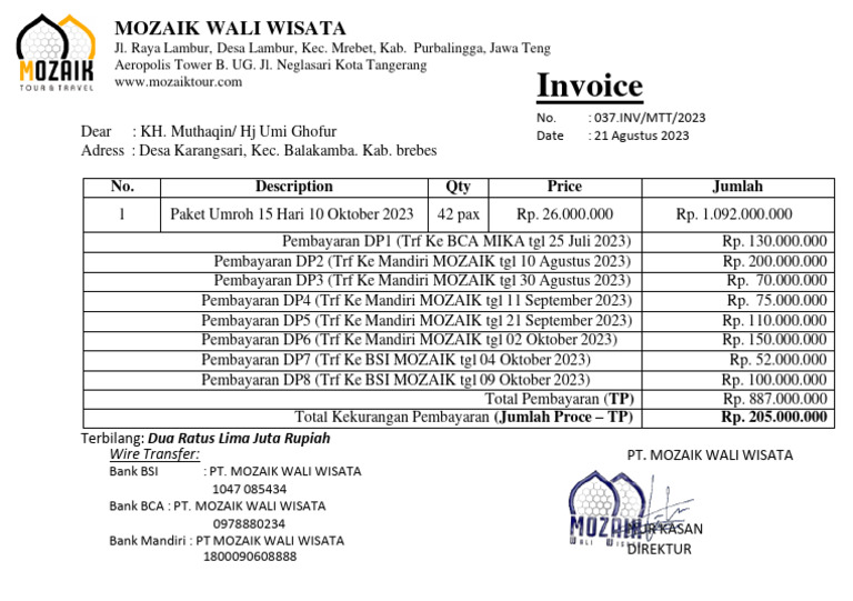 Invoice Paket Umroh 15 Hari | PDF