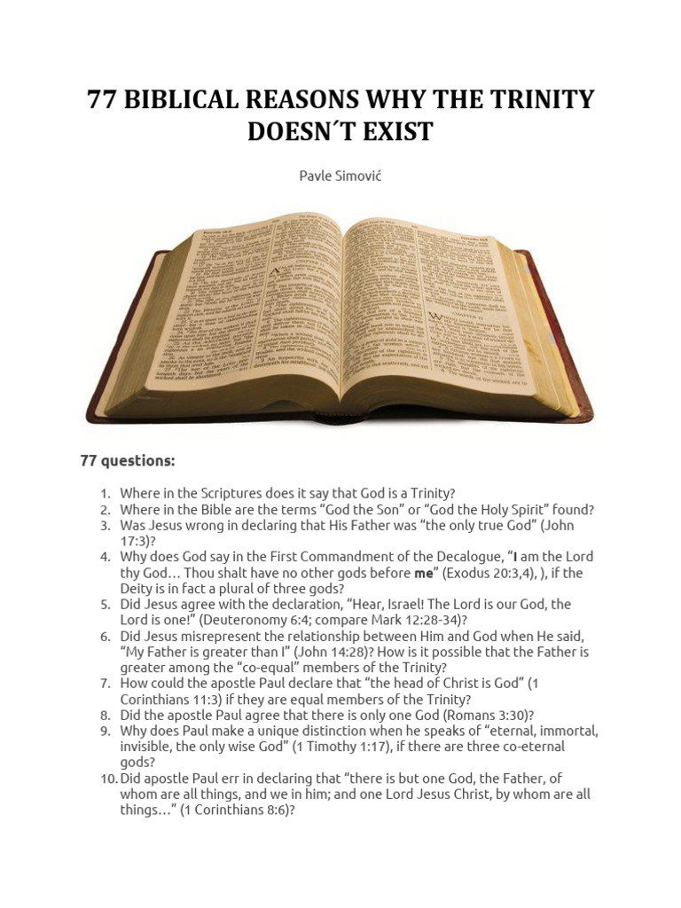 77 Reasons Against the Trinity | PDF | God The Father | Trinity