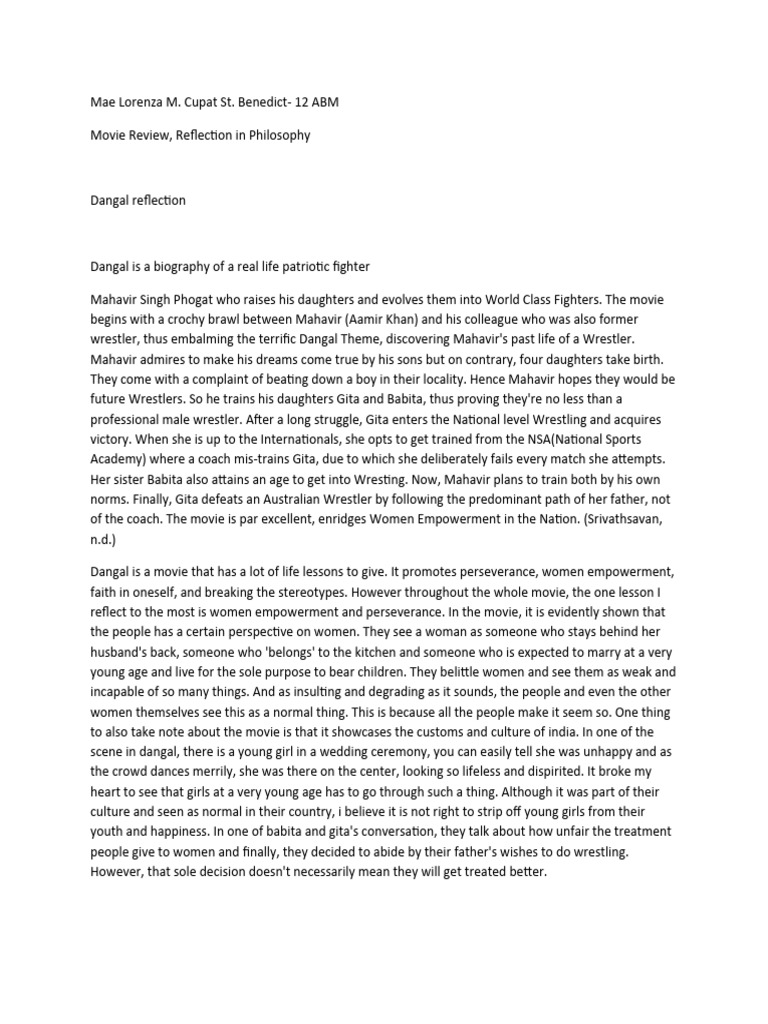 Dangal reflection-WPS Office | PDF