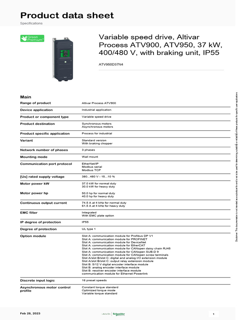 Altivar Process ATV900 - ATV950D37N4 | PDF | Electric Motor | Computer ...