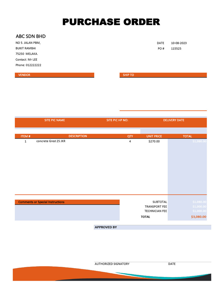 PO Template for Concrete Order | PDF